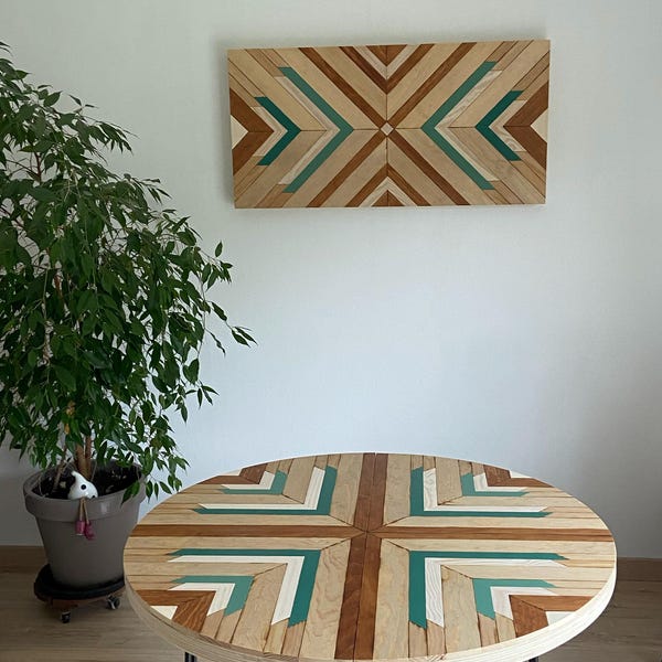Herringbone Wood Table | Chevron Design Table | Hairpin Wooden Table ...
