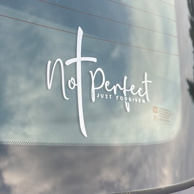 Not Perfect Just Forgiven Cross Decal, Christian Decal, God Car Decal ...