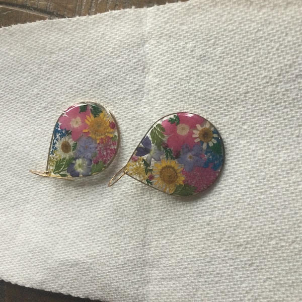 Handmade to Order Unique Blooming Bud Teardrop Real Flower Earrings ...