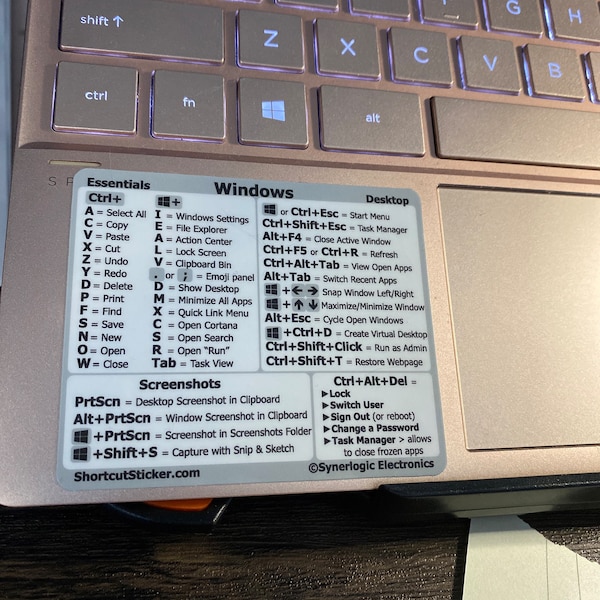 Windows PC Reference Guide Keyboard Shortcut No-residue Laminated Vinyl ...