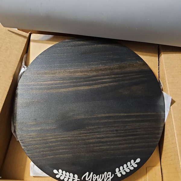 14" or 18" Personalized Round Wooden Cake Stand, Cupcake Riser, Rustic ...