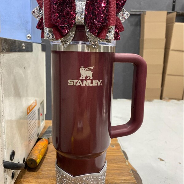 Stanley Tumbler Bow Diamond Glitter Straw Topper Sunshine Yellow Black ...