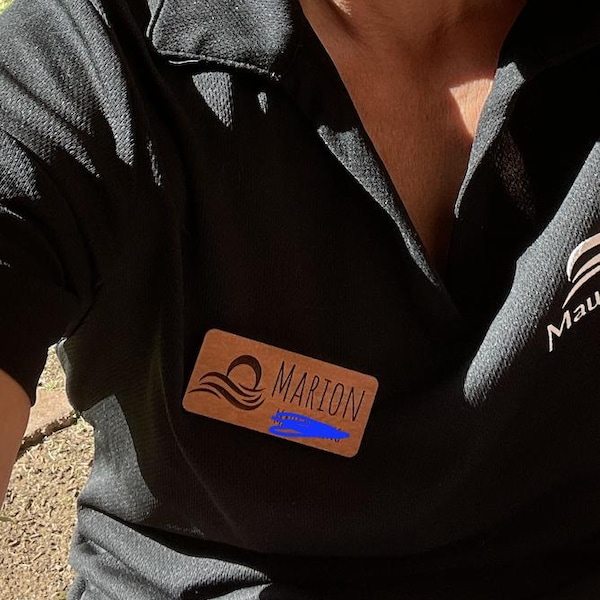 Premium Wood Name Tag With Logo Magnetic Backing Premium Wood Custom ...