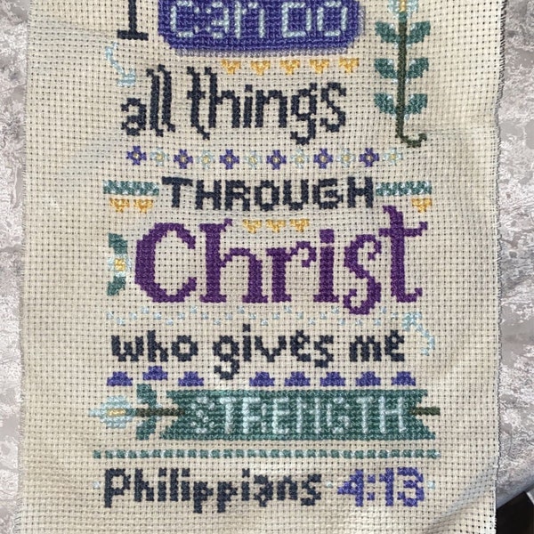 Christian Cross Stitch Pattern, Philippians 4:13 - All Things Through ...
