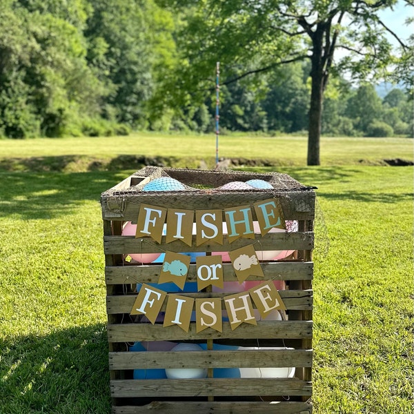 Fish He or Fish She Banner, Fish He or Fish She Gender Reveal, Fishe or ...