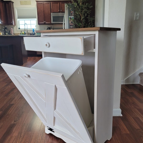 Amish Handmade Tilt-out Trash Can | Rustic Barn Door Cabinet, 50 Qt - Etsy