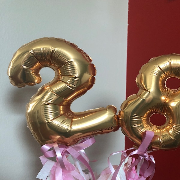 Mini Number Balloon Cake Topper / Wand / Table Number / Tassels - Etsy