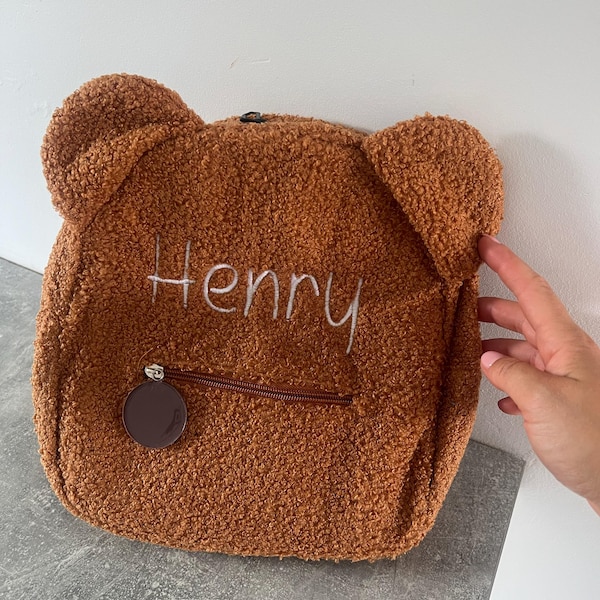 Teddy Bear Backpack Toddler Backpack, Custom Name Backpack Embroidered ...