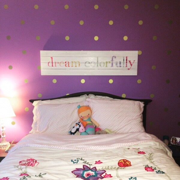 Gold Dot Wall Decals, Metallic Gold Polka Dots Wall Stickers, Peel and ...