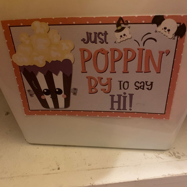 PRINTABLE Just POPPIN' BY to Say Happy Halloween! Popcorn Tag | Instant ...