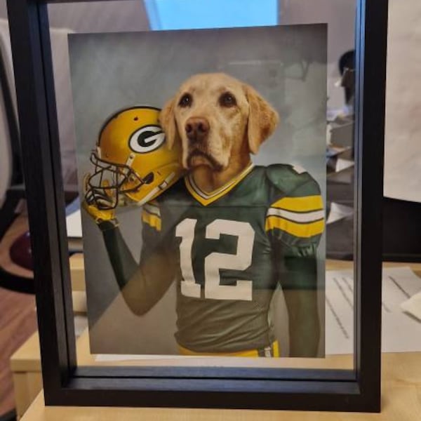 American Football Pet Portrait, NFL Dog Portrait, Poster, Custom Dog ...