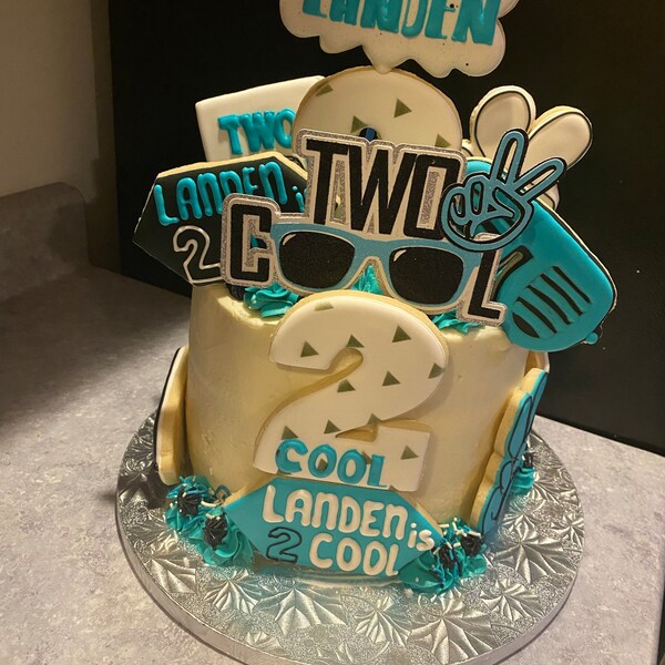 Two Cool Cake Topper, Two Cool Banner, Two Cool Party, 2 Cool Cake ...