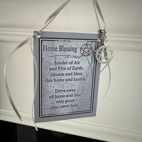 Home Protection Spell Chant Home Blessing Small Card and Pentacle Charm ...