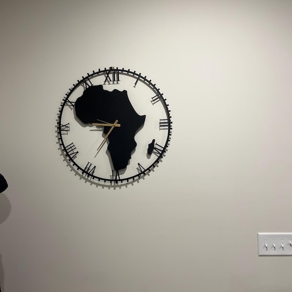 Black Africa Map Clock, Africa Metal Wall Clock, Livingroom Metal Wall ...