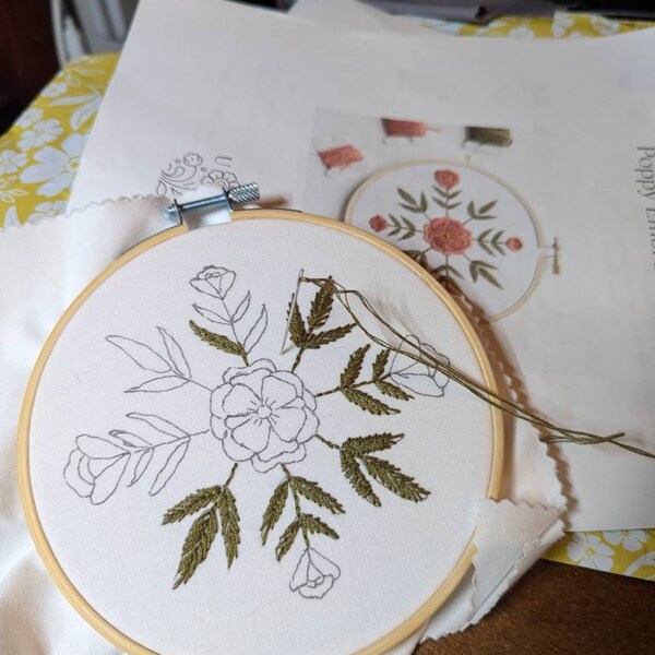 Spring Wreath Embroidery Digital Pattern / Floral Embroidery Pattern ...