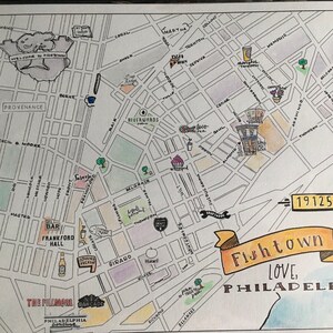 Fishtown Hand-Drawn Map Philadelphia | Etsy