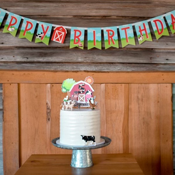 Farm Cake Topper, Farm Birthday Decor, Barn Cake Topper. - Etsy