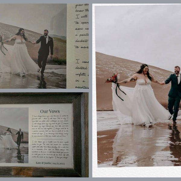 Framed Wedding Vows, Custom Framed Wedding Vows With Photo Print ...