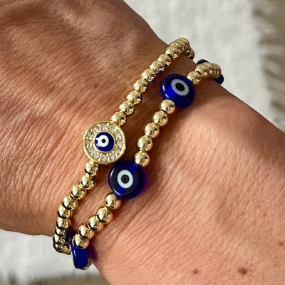 Evil Eye Pearl Bracelet Greek Evil Eye Jewellery Protection Bracelet ...