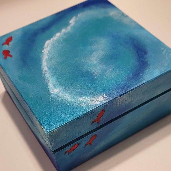 Wooden Box With Cherry Blossom, Hand-painted Flower Custom Chest ...
