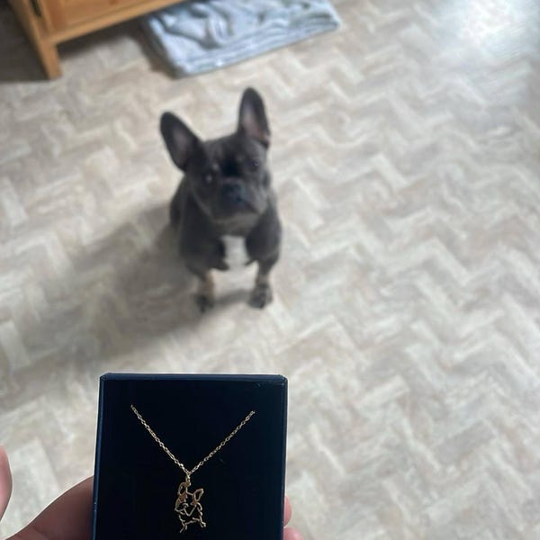 14K Solid Gold Frenchie Bulldog Necklace, Handmade Dog Memorial ...