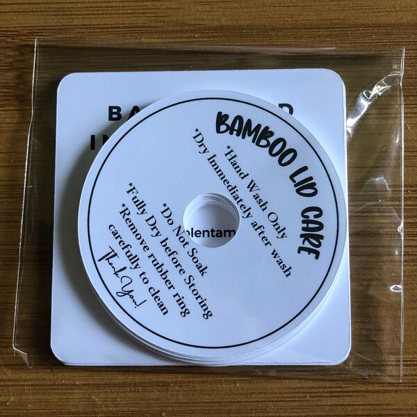 Printed Bamboo Lid Care Cards | Bamboo Lid Care Instruction Cards ...