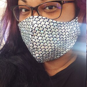 Mermaid Face Mask 16 Colors Hologram Spandex Outside and Cotton Spandex ...