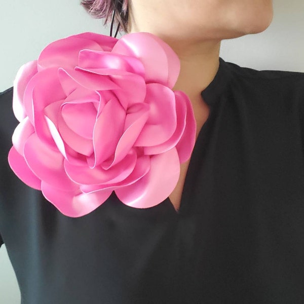 Jack and Jill of America Oversized Pink Satin Flower Brooch - Etsy