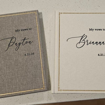 Custom Linen Vow Books Set of 2, Couple Engagement Gift for Lovers ...