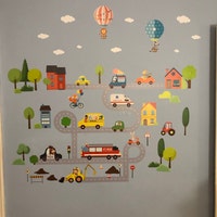 Transportation Wall Decal, Vehicles Cars and Animals Wall Sticker ...