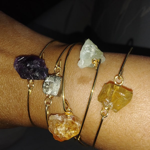 Raw Crystal Bracelet Stone Bracelet Quartz Bracelet Gemstone Bracelet ...
