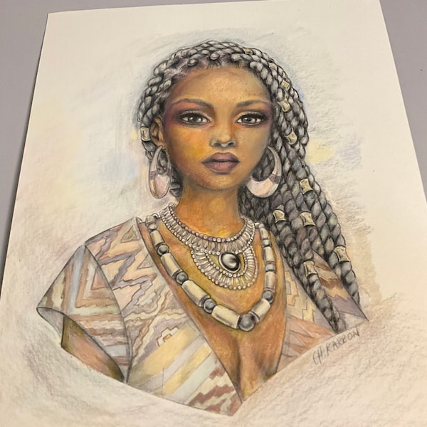 Onyx Coloring Page GRAYSCALE African Black Woman Female Illustration ...