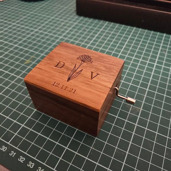 Personalized Music Box | Small Vintage Wooden Music Box | Walnut ...