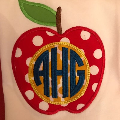 Monogram Apple Digital Machine Embroidery Applique Design 4 Sizes - Etsy