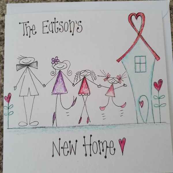 Individually Hand Drawn New Home Card. Can Be Personalised - Etsy
