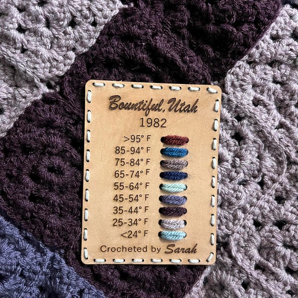 Leather Yarn Chart | Sew-on Temperature Blanket Tag | Color Chart ...