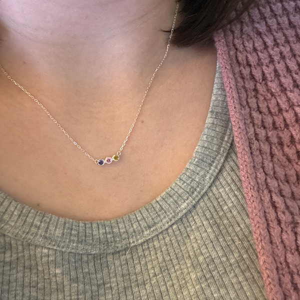 Custom Birthstone Necklace • Multiple Birthstone Necklace in Sterling ...