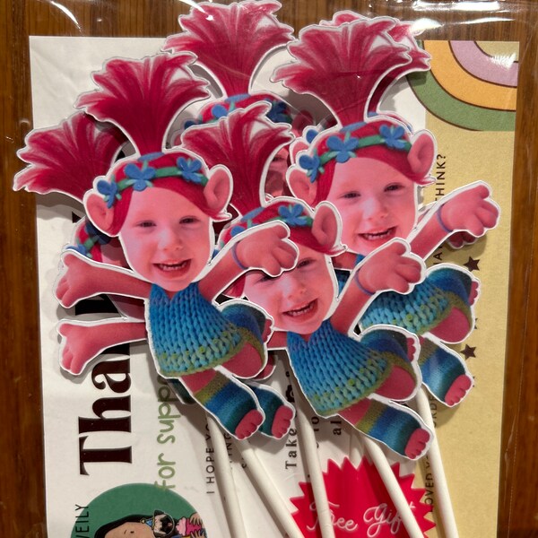 Poppy Trolls Custom Face Cupcake Toppers - Etsy