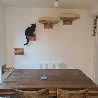 Large Wall Mounted Cat Perch Bed Platform Solid Wood Cat Sleeper Shelf ...