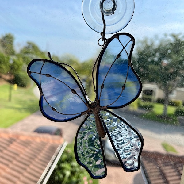 Periwinkle Blue Stained Glass Butterfly - Etsy