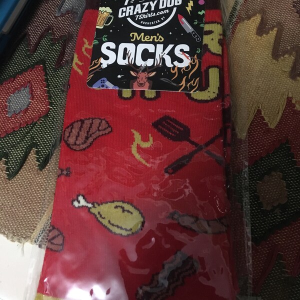 Fire It up Socks, Mens Grilling Socks, Fun Foodie Socks, Funky Socks ...