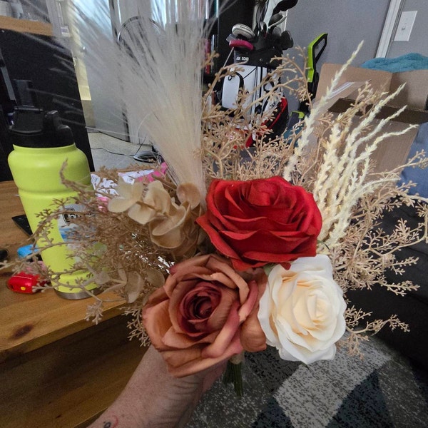 Wedding Bouquet, Dusty Rose, Blush Pink, White Cream, Rose Peonies ...