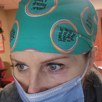 ENT Botanical Euro Surgical Scrub Cap, for MEDIUM Length Hair, Cute ...