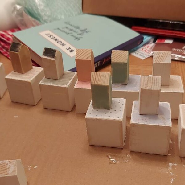 Set of 12 Wooden Houses in a Box, Small Village in a Box. Ready to ...