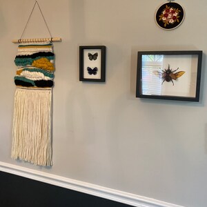 Green & Ivory Woven Wall Hanging/tapestry With Fringe - Etsy