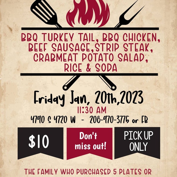 BBQ Fundraiser Flyer, Editable Boston Butt Fundraiser Invitation, Pto ...