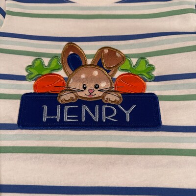 Bunny Name Plate Girl Applique Machine Embroidery Design Easter Happy ...