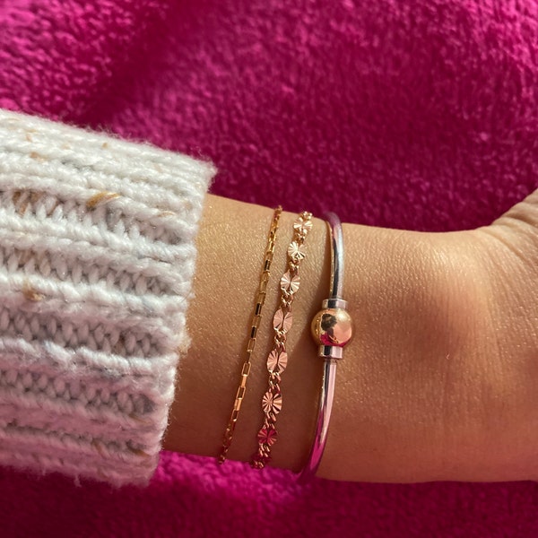 Simple Chain Bracelets Rose Gold, Stacking Bracelets, Dainty Rose Gold ...