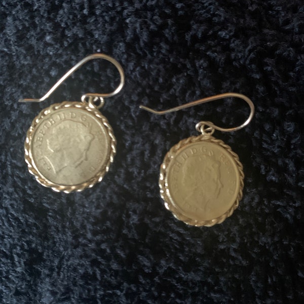 14k Gold Earrings, Coin Earrings, Dangle Coin Earrings, Coin Pendant ...