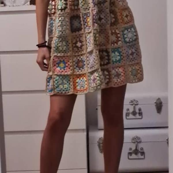 Glowbysely/ Dreamy Kelly Dress/ Crochet Granny Square / Colotful ...
